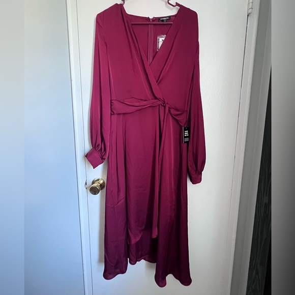 Express | Dresses | Express Wrap Gown With Bishop Sleeves | Poshmark